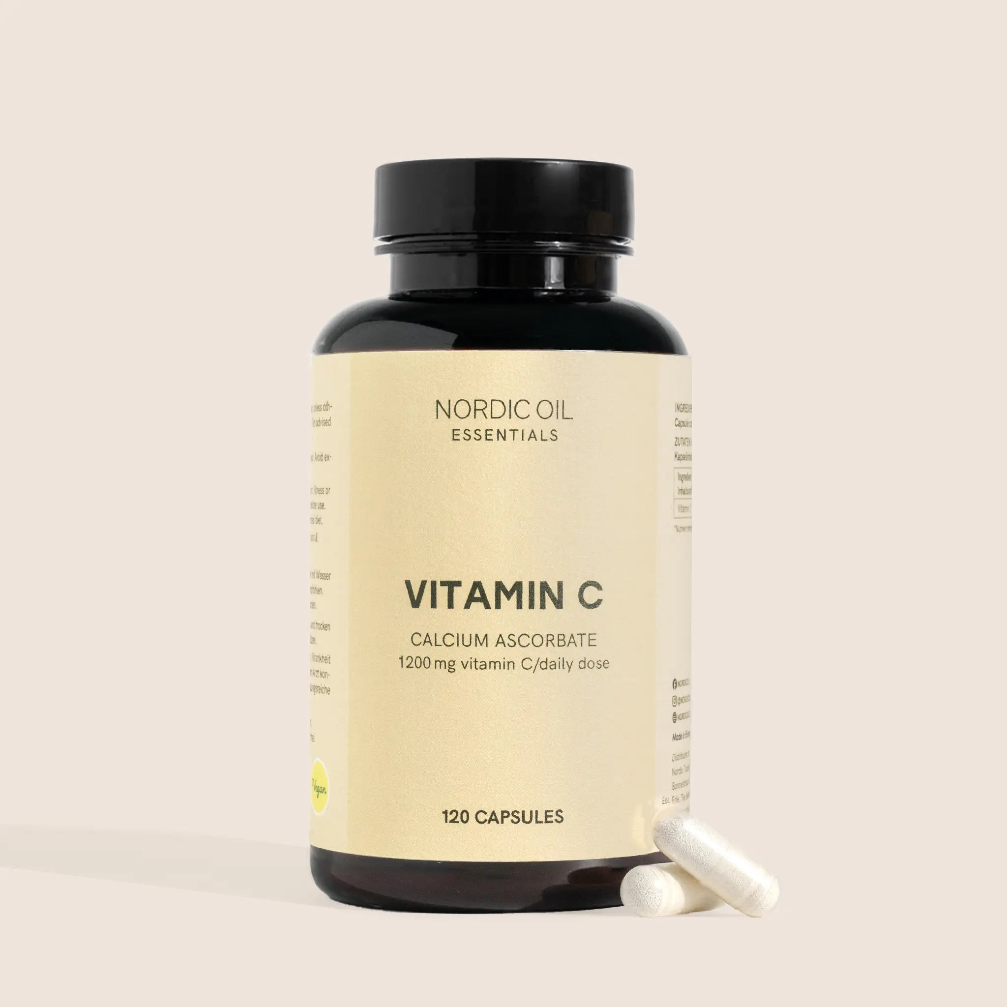 Cápsulas de Vitamina C em alta dose - Vitamina C de Ascorbato de Cálcio